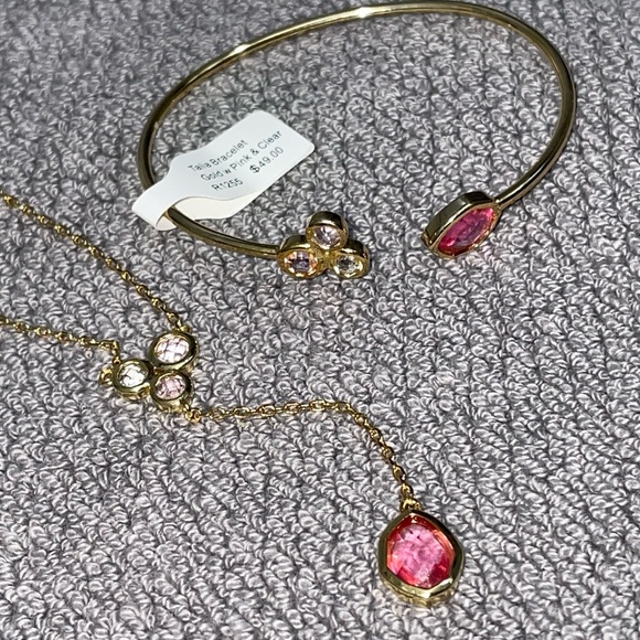 Talia | Jewelry | Talia Gold Toned Necklace And Bangle Bracelet Set ...